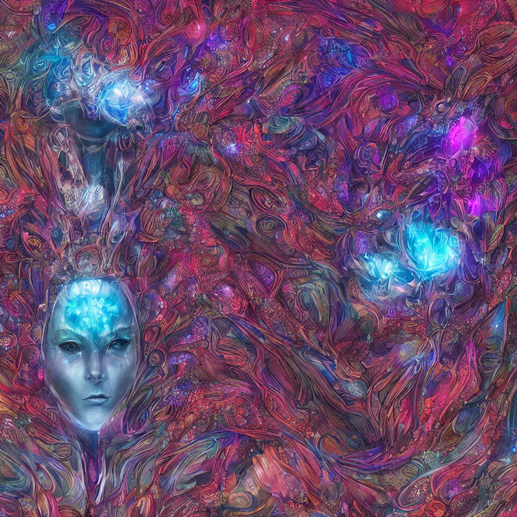 Lexica - Face of a alien deity, centered, corals, plume made of ...