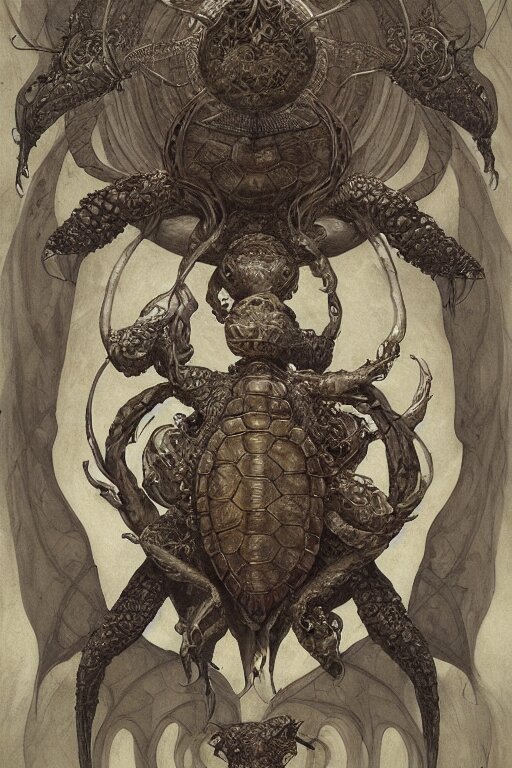 Lexica - A full - body turtle, wisdom, good and evil, scrollwork ...