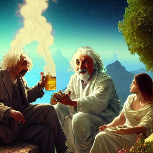 Lexica - Jesus, einstein and darwin are smoking weed, drunk, in the ...