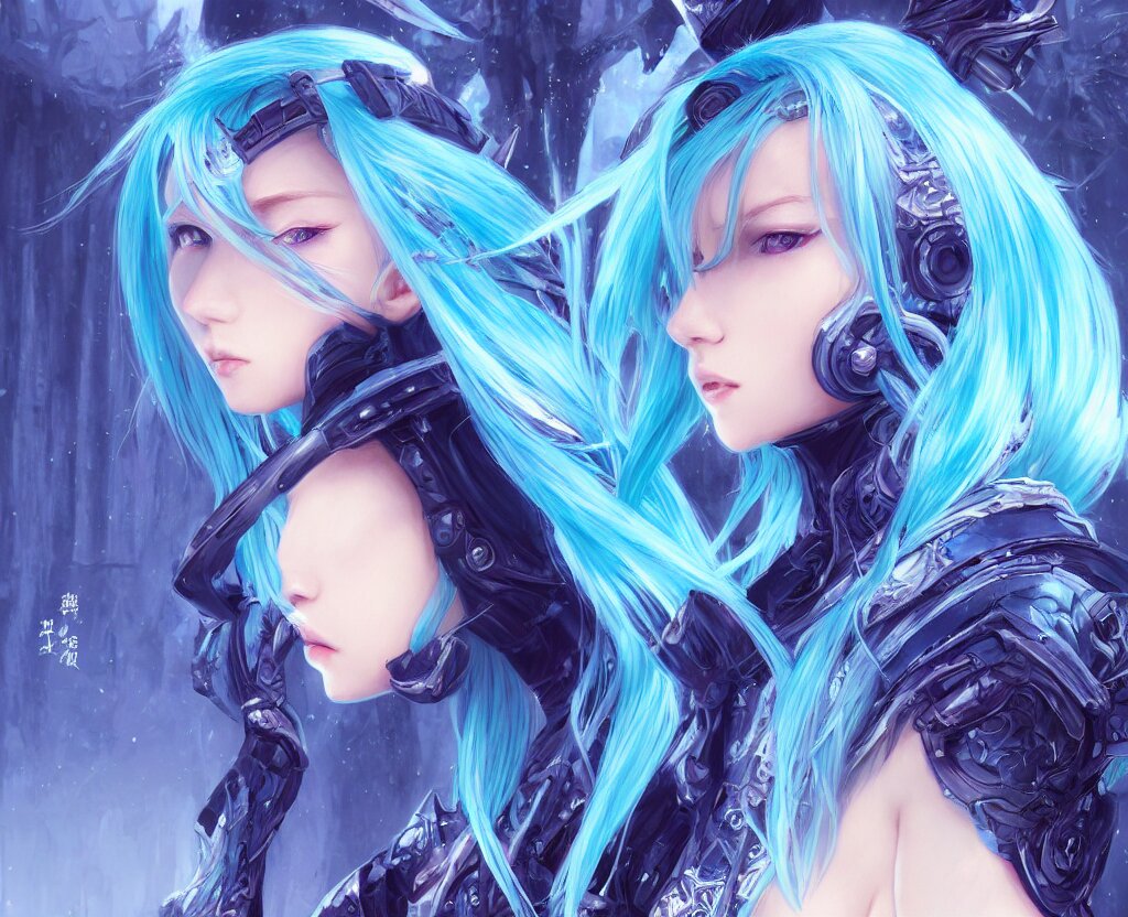 Lexica - Portrait light cyan hair ninja gaiden girl, black plus little ...