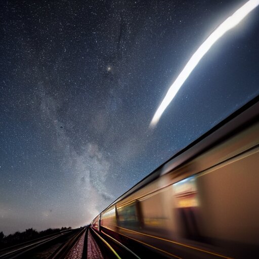 Lexica - A train going through space, 4K, professional photography