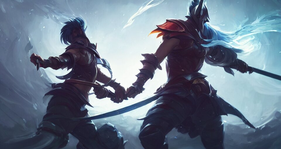 Lexica - Amazing portrait of two sword fencer, league of legends splash ...