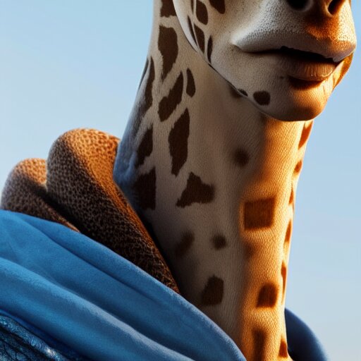 Lexica - A highly detailed portrait of a humanoid giraffe in a blue ...
