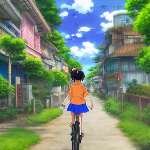 Lexica Anime Girl Riding Bicycle In Highly Detailed Guwahati Suburb