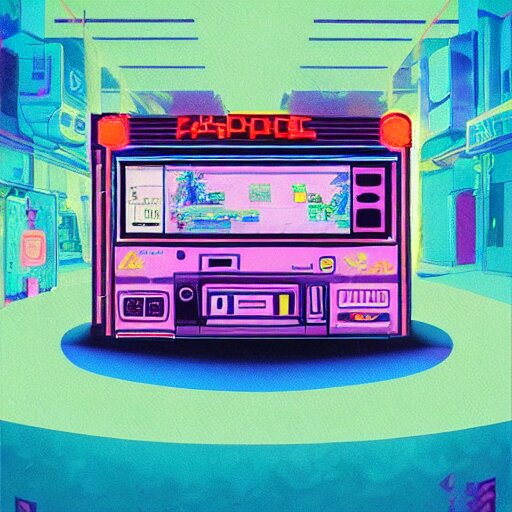 Lexica - A painting of an abandoned video game system, vaporwave arcade ...