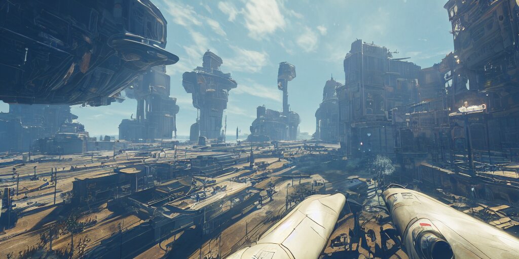 Lexica - Screenshot from a renaissance airship cyberpunk first person ...