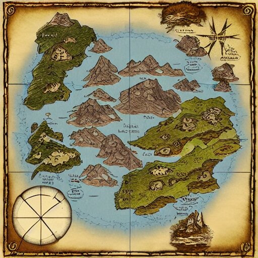 Lexica - Dnd world map, mountains, villages, rivers, oceans, islands