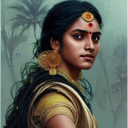 Lexica - South indian woman, sari, ultra realistic, concept art ...