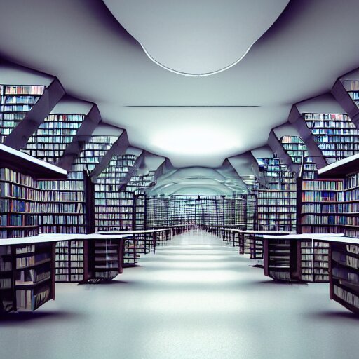 Lexica - Futuristic surreal concept art of a library building, 3 d ...