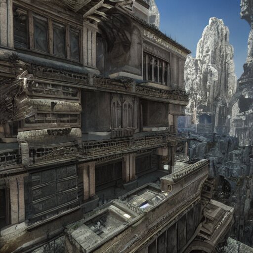 architecture from quake, lovecraftian, liminal space, unreal eng ...
