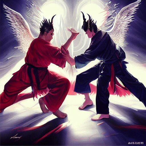 Lexica - God and Lucifer in a Kung Fu fight surrounded by angels ...