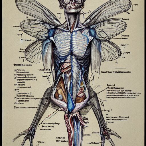 Lexica - Anatomical diagram pencil sketch of a fairy, insanely detailed ...