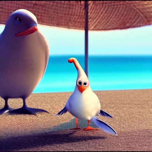 Lexica - A seagull with big eyes looking for a cup of coffee in a ...