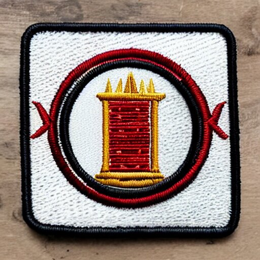 plain yet detailed, fire station flame embroidered patch retro d ...