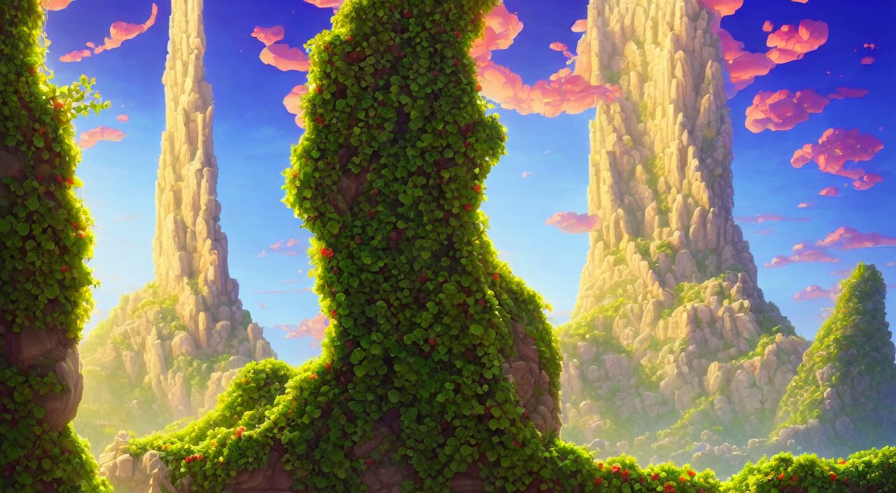 Lexica - painting of Atlantis zeus tower statue and hill valley grec ...