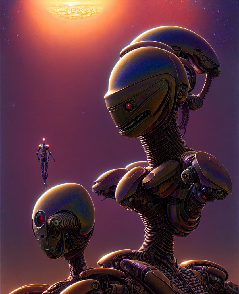 Lexica - Humanoid robot,, symmetry, faded colors, exotic alien features ...