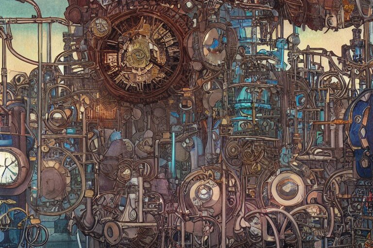 Lexica - Close up view on steampunk lab with big vapor tubes and ...