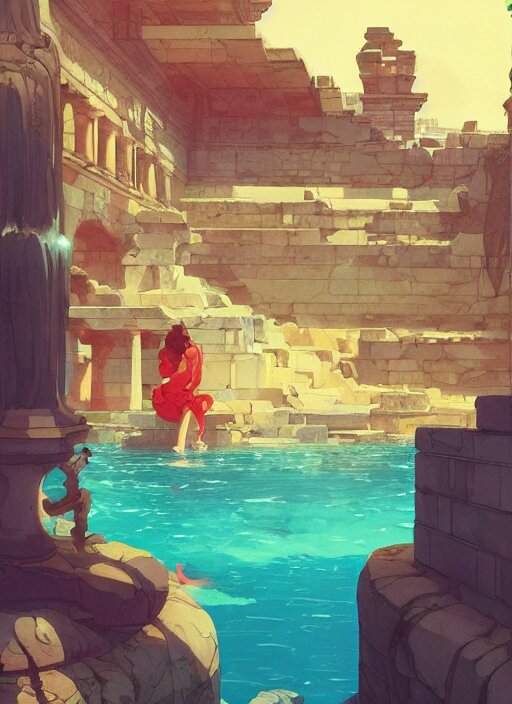 Lexica - A pools in front of a roman temple, glorious, epic scene ...