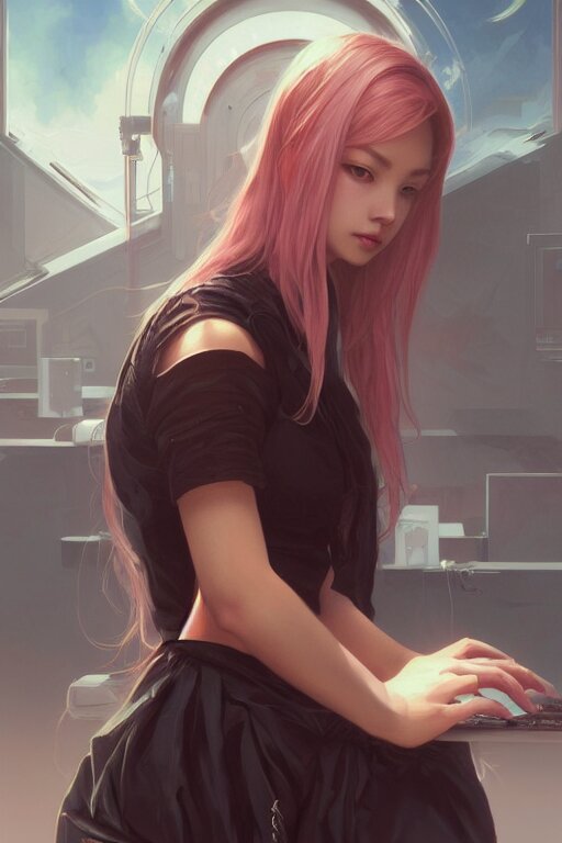 Lexica - Portrait of Lisa Blackpink as a computer hacker, highly ...