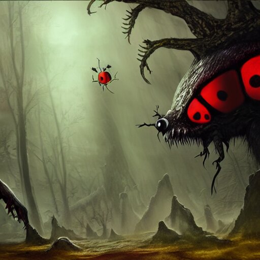 Lexica - Ladybug as a monster, fantasy art style, scary atmosphere ...