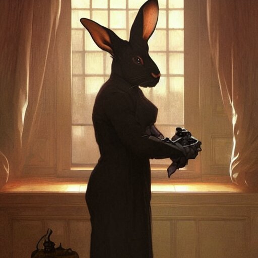 Lexica - A black rabbit watches the news on his smartphone, artstation ...