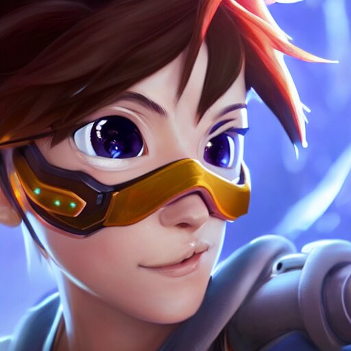 Lexica - Highly detailed extreme closeup portrait of tracer from ...
