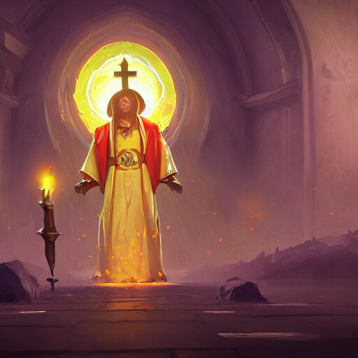 Lexica - A holy priest, yellow theme, bright art masterpiece artstation ...
