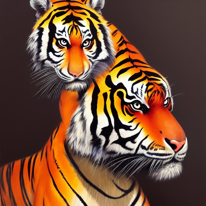 Lexica - Excellent painted portrait of tiger, high quality masterpiece ...