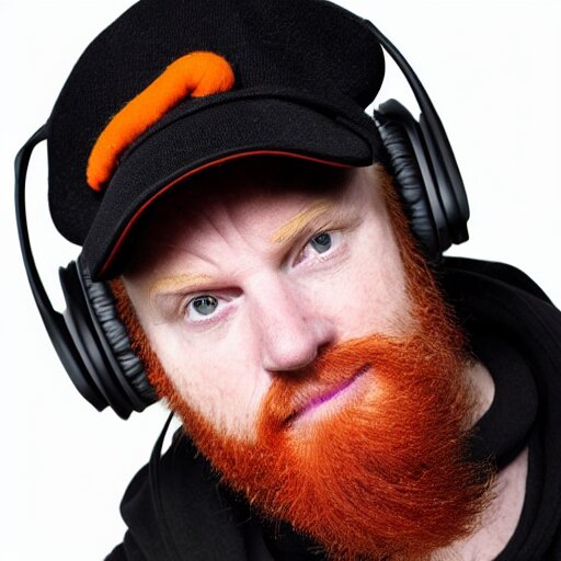 Lexica - Middle aged streamer on twitch with black hat, stubble, ginger ...
