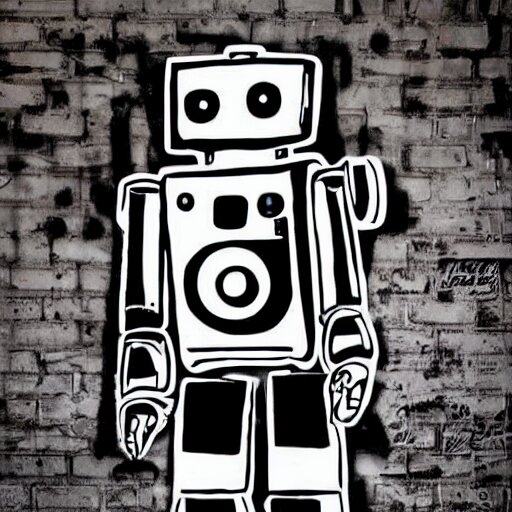 Lexica - Chappie robot color graffiti, black and white zef design ...
