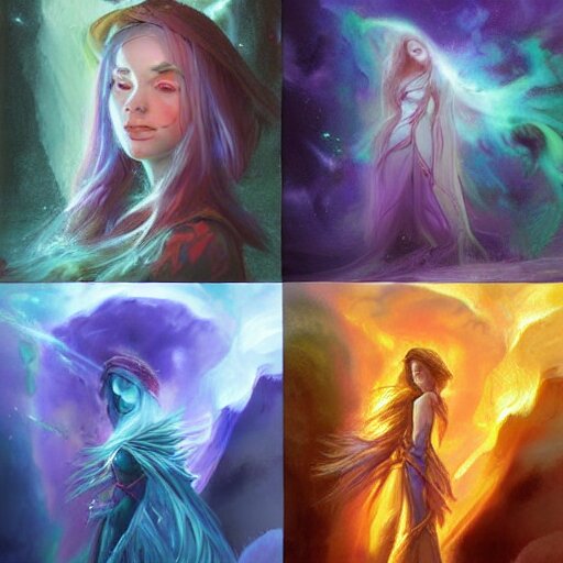 a fantastic vibrant mixed pastels 3 d painting of a somber femal ...