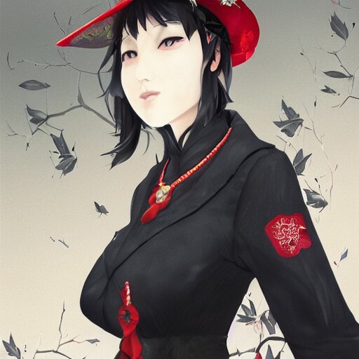 Lexica - Portrait of female crow tengu journalist aya shameimaru with ...