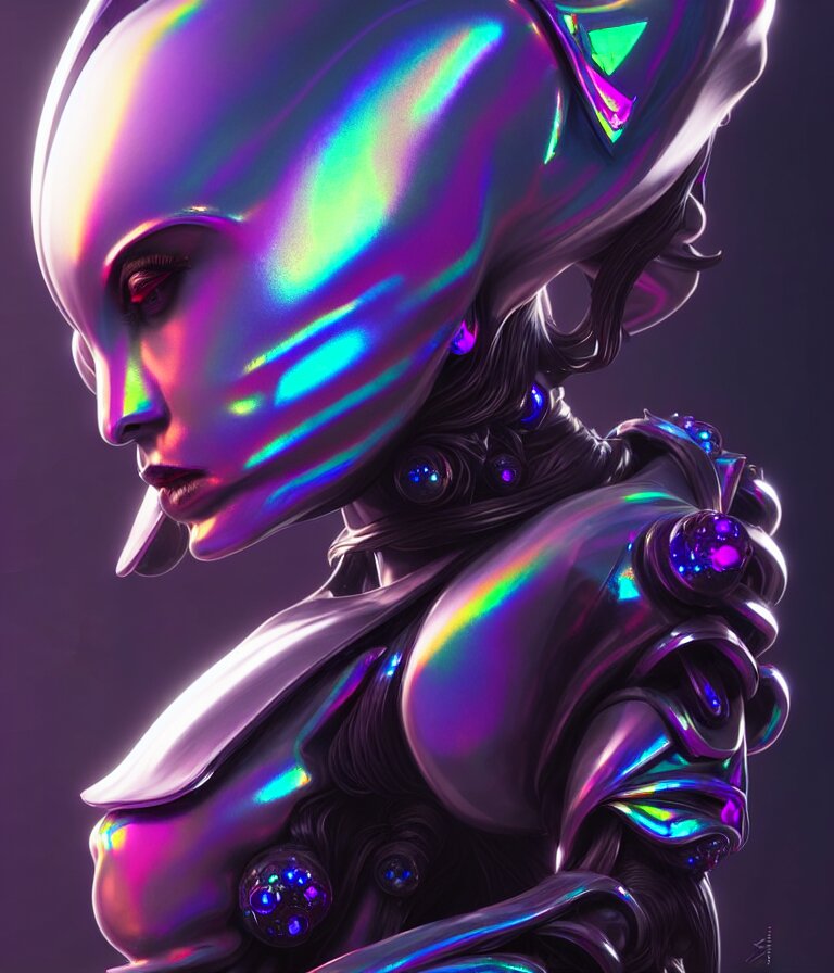Lexica - Front shot of a court jester character, holographic crystals ...