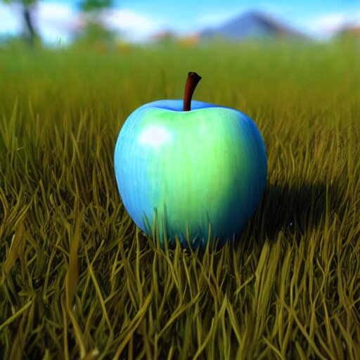 Lexica - A blue apple lying in a field in the grass, unreal engine ...