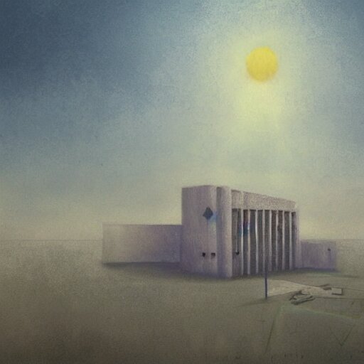 Lexica - A drawing of a building with a sky background, concept art by ...
