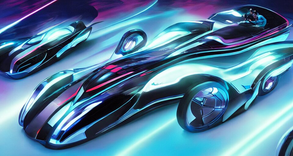 Lexica - Dream tron tesla light cycle race, hot wheels, overhead view ...