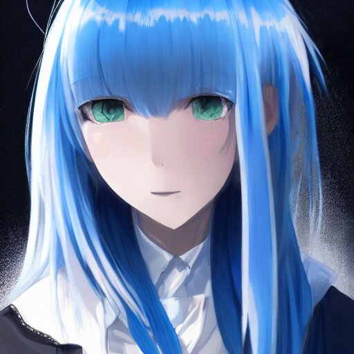 Lexica - Full shot of rimuru tempest, sky blue straight hair, long ...