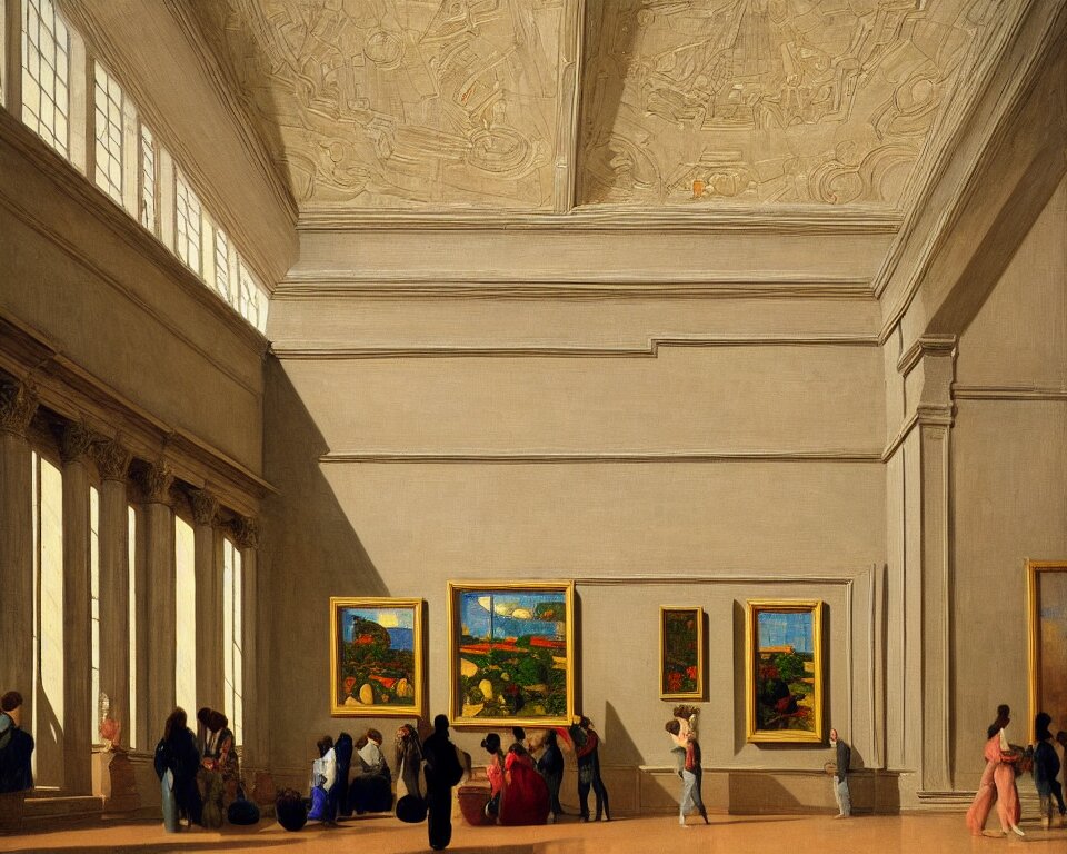 Lexica - An achingly beautiful print of the interior of the Louvre with ...