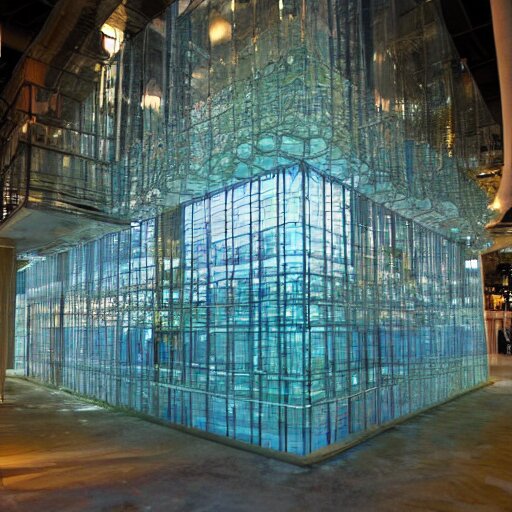 Lexica - Translucent glass castle entirely out of glass, big glass ...