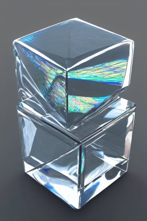 Lexica - Glass iridescent cube, sharp focus, highly detailed, 3 d ...