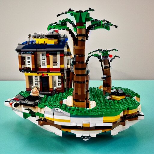 Lego overgrown deserted island city - Arthub.ai