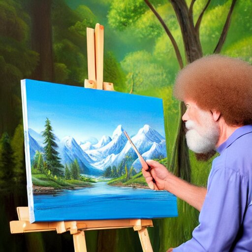 Lexica - A closeup photorealistic photograph of bob ross working on a ...