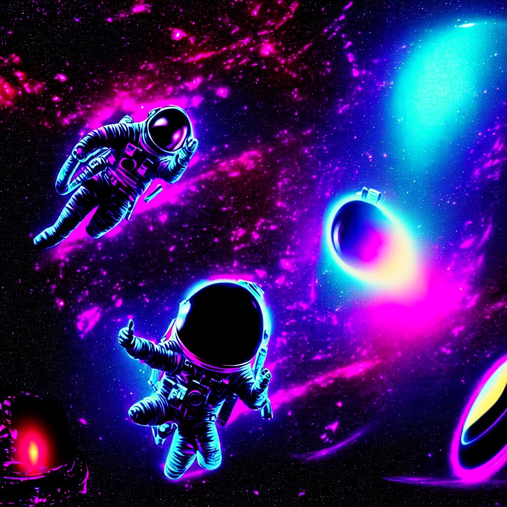 astronaut sucked into blackhole synthwave, glitchy, reflective ...