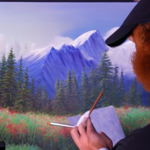 Lexica - A closeup photorealistic photograph of bob ross working on a ...