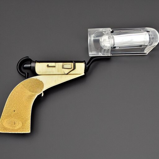 Lexica - Mangum revolver entirely made out of glass, transparent.