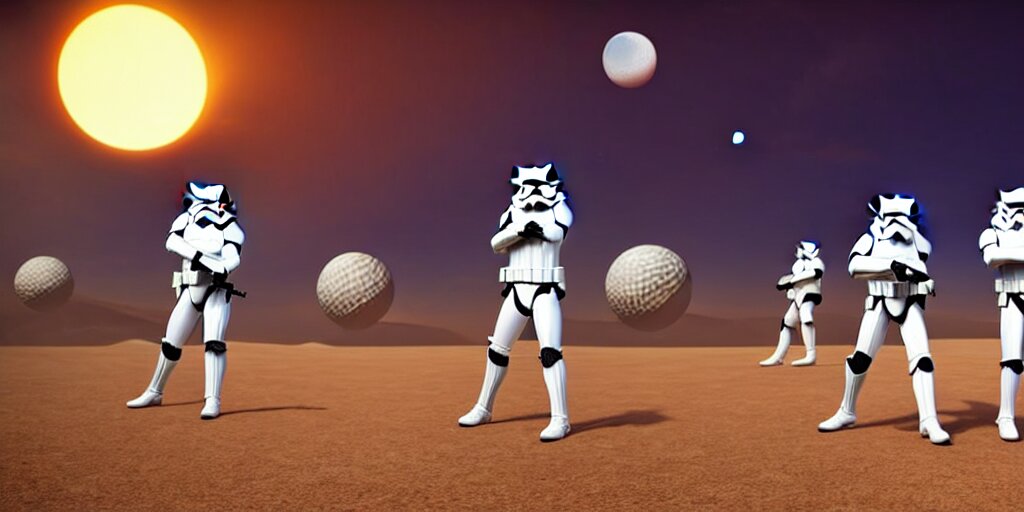 Lexica - Stormtroopers playing golf on tatooine with 3 moons in the ...