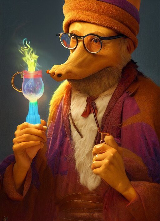 Lexica - An anthropomorphic beautiful male wizard portrait blowing a ...