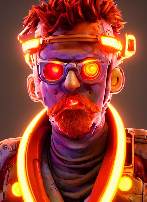 Lexica - Glowwave portrait of curly orange haired mad scientist man ...