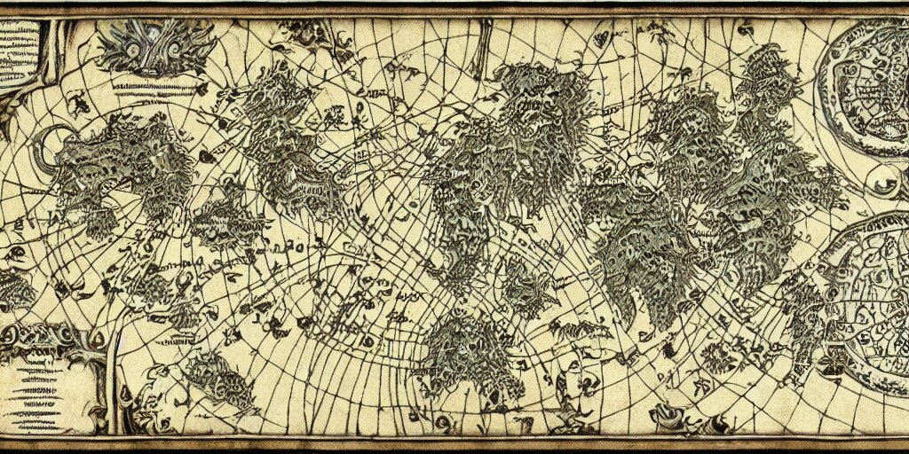 Lexica - Fantasy world map, medieval style, highly detailed, intricate
