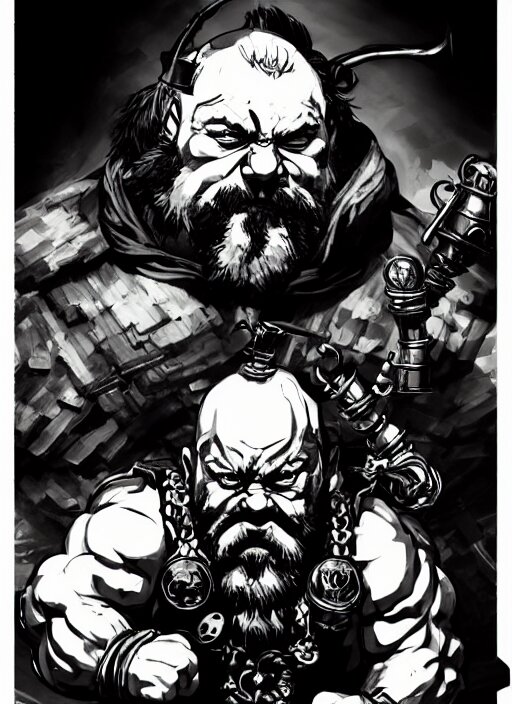 Lexica - Portrait of a crazy dwarf with poison flasks. in style of yoji ...